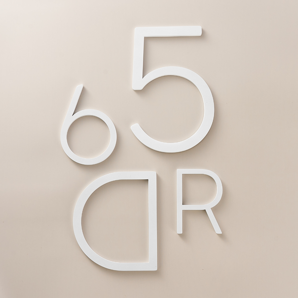 Smooth Solid Brass Floating Numbers | White 10cm - 20cm - Passio Interiors