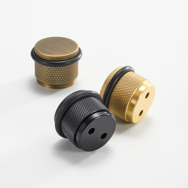Knurled Solid Brass Door Stop | Black [2024 Version] - Passio Interiors