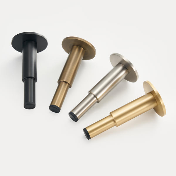 Smooth Pillar Solid Brass Door Stop | Black - Passio Interiors