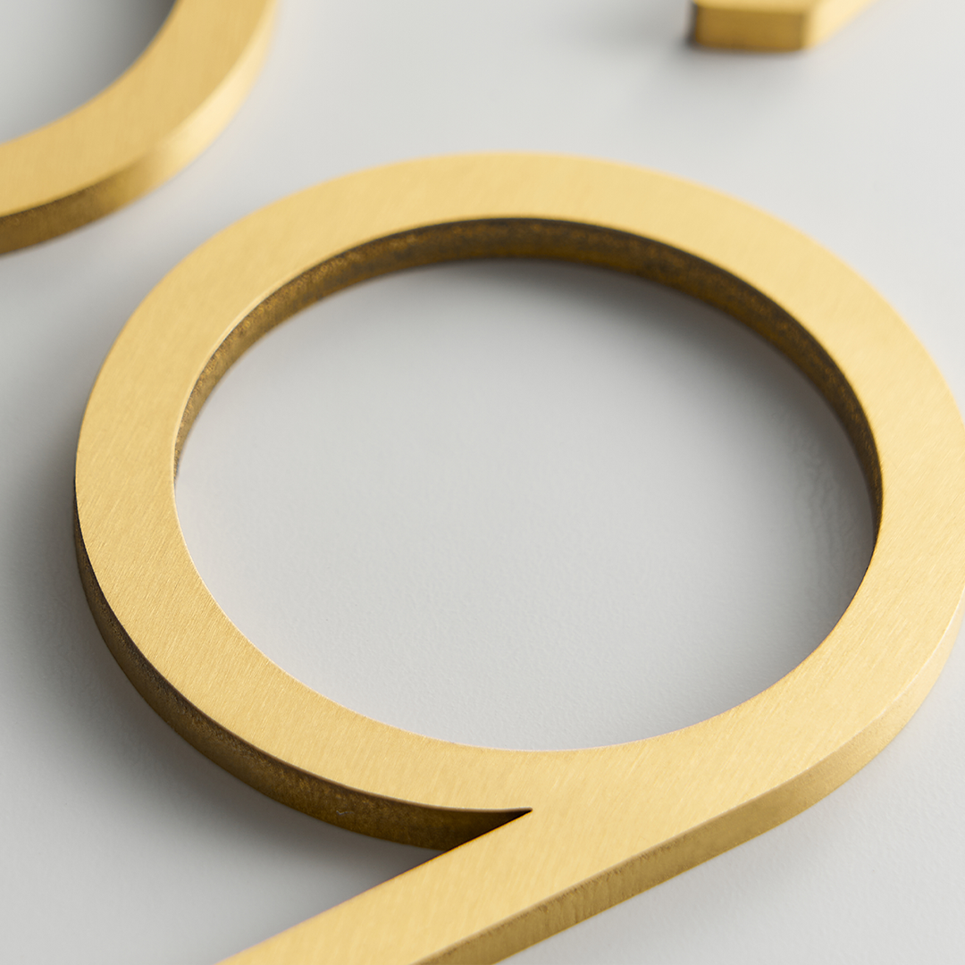 Oversized Smooth Solid Brass Floating Numbers | Gold 25cm - 40cm ...